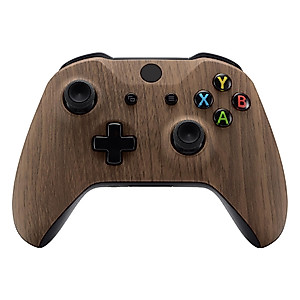 eXtremeRate Wood Grain Patterned Front Housing Shell Faceplate for Xbox One S & Xbox One X Controller Model 1708 - Controller NOT Included