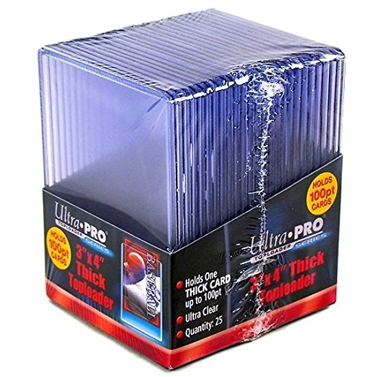 2 Ultra Pro 100pt Top Loaders - 25 100 Pt Toploaders Per Pack (50 Total) - Thick Baseball, Football, Basketball, Hockey, Gaming