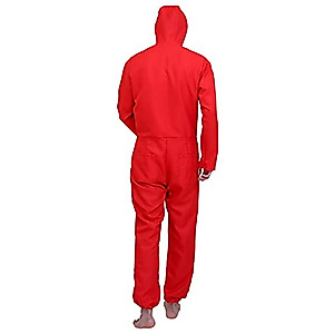 Angelaicos Unisex Red Jumpsuits Mask Costume Halloween Party Coverall (Large, Full Set)