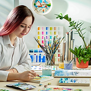 ARTEZA Water Brush Pen, Set of 6, Fine, Medium, Broad Tips, Self-Moistening Water Brush, Refillable Water Pen