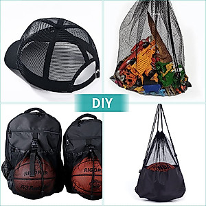 FSWCCK Black Mesh Fabric, 62 x 59 Inch Soft Mesh Netting Slightly Stretchy for Shopping Bag, Backpack Pocket and Straps and Netting Clothes