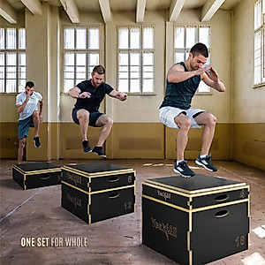 Yes4All Stackable Wooden Plyo Box, Plyometric Box with Anti-Slip Surface for Home Gym & Outdoor Workout - Black - 8"