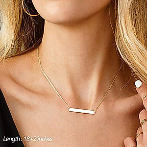 Turandoss Dainty Interlocking Circles Necklace Bar Hammered Disc Necklace 14K Gold Simple Necklace Women Jewelry Layered Necklace Gold Choker Necklaces for Women