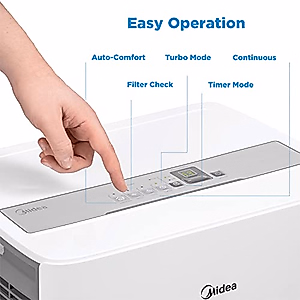 Midea 4,500 Sq. Ft. Energy Star Certified Dehumidifier With Reusable Air Filter 50 Pint - Ideal For Basements, Large & Medium Sized Rooms, And Bathrooms (White)