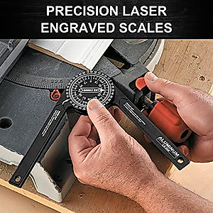 NYOOLO Miter Saw Protractor, 7 Inch 4 in 1 Aluminum Miter Angle Finder with Level Instrument, Construction Protractors Precision Miter Gauge for Carpenter Plumber Building Trade (Small)