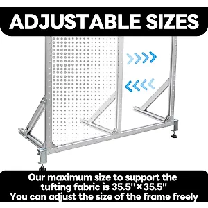 tonchean Tufting Frame for Rug Making 35.5x35.5 Inch Metal Rug Tufting Kit Tufting Supplies Carpet Making Kit Tufting Cloth Stand for Rug Making