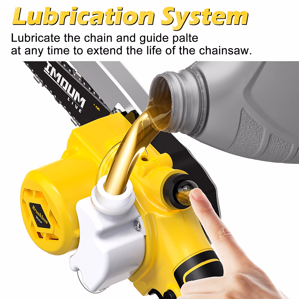 IMOUMLIVE 2-IN-1 Cordless Pole Saw & Chainsaw, 6" Cutting Brushless Electric Rotatable Pole Saw, Oiling System, 7.7 LB Lightweight, 21V 3.0Ah Battery, 16.3-Foot Max Reach Pole Saw for Tree Trimming