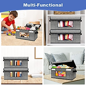 Stackable Hat Organizer for Baseball Caps, 2 PCS Hat storage Box Container Holder with Hard Lid and Clear Window for Closet Hold 30 Caps, Black