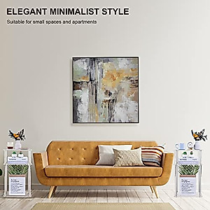 HMYHUM Small Acrylic Side Tables for Small Spaces, 14" L x 11.5" W x 23.2" H, Small Nightstand/Bedside Table Set of 2, Home Accent End Table for Living Room, Bedroom, 3-Tier, Clear