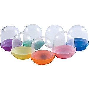 24 Pack Count 2 Inch Empty Plastic Gumball Vending Machine Toy Acorn Refill Capsules Colors and with Clear Lids Easter Halloween Christmas Craft Art Eggs Red Round Vend Caps Blue Green Pink