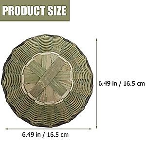 Zerodeko Wok Sticky Rice Cooking Steamer Basket Wicker Lid Traditional Replacement Steamer Basket Lid Wicker Woven Lid Rice Base for Bottom Containers