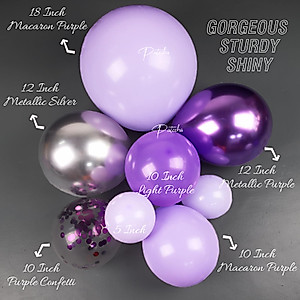 Pateeha Baby Shower Decorations for Girl 140 Pcs Purple Balloon Garland Kit Lavender Metallic Purple Silver Balloon Arch 12 Pcs Butterfly Stickers for Wedding Birthday Party Decorations