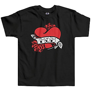 Threadrock Little Boys' Mom Heart Tattoo Toddler T-Shirt 4T Black
