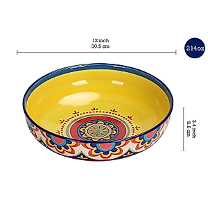 Bico Tunisian Ceramic Pasta Bowl, Set of 9(1 unit 214oz, 8 units 35oz), for Pasta, Salad, Microwave & Dishwasher Safe