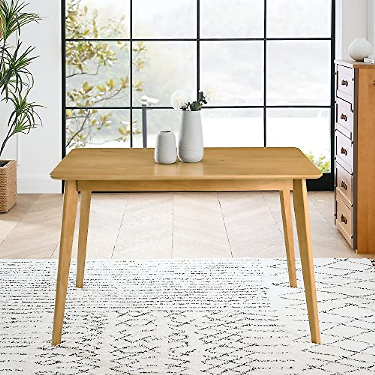 MUSEHOMEINC 47 Inch Kitchen & Dinning Room Tables for Small Space, Mid Century Modern Wooden Rectangular Dining Table for 4-6,Kitchen Table,Living Room Table,Home Office Table,Easy Assembly,Natural