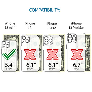 Dockem Wallet Case for iPhone 13 Mini with Built-in Metal Plate for Magnetic Mounting & 1 Lay-Flat Credit Card Holder Pockets Exec M1, Premium Synthetic Leather (5.4" iPhone 13 Mini, Black)