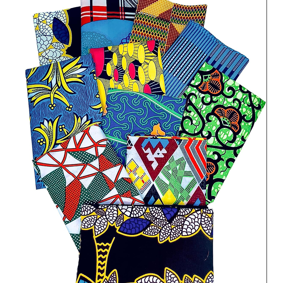 African Ankara Wax Print Fat Quarters Fabric for Small Projects, Craft and Patch Work DIY (20.5 x 16 Inches)