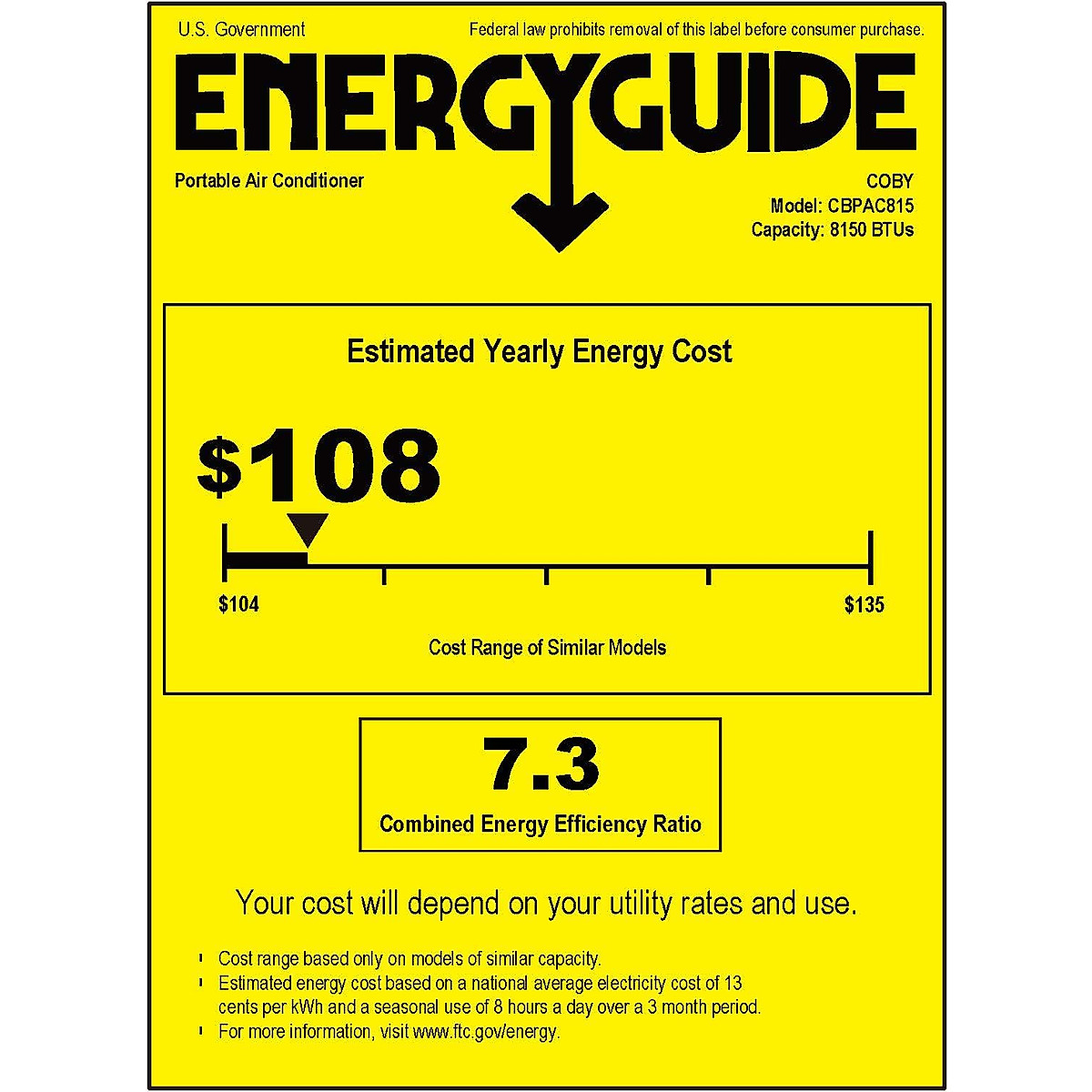 Coby CBPAC815 3-in-1 AC Unit, Dehumidifier & Fan, 12,000 portable-air-conditioners, 12000 BTU, White