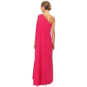 Jill Jill Stuart Women's Cape One-Shoulder Gown, Hot Pink, 2