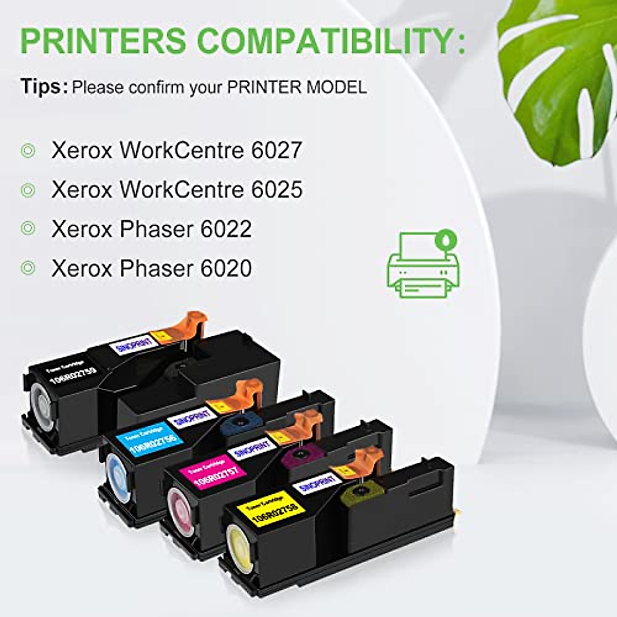 Phaser 6022, SINOPRINT Compatible 6020 Toner Cartridge Replacement for Xerox WorkCentre 6027 6025 Phaser 6020 6022 High Yield 106R02759 106R02756 106R02757 106R02758 (Black Cyan Yellow Magenta,4-Pack)