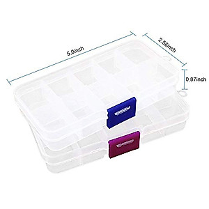 2 pcs Adjustable Clear Plastic Jewelry Craft Beads fishing hook Small Accessories Multipurpose Organizer visually adjustable clearly storage box (10 Adjustable Clearly Storage Box)