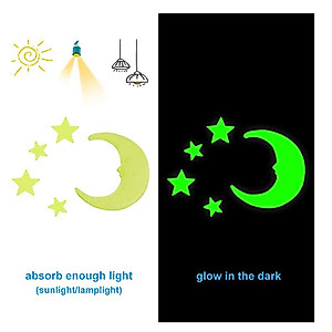 Glow Stars, Glow in The Dark Stars and Moon Wall Stickers,for Ceiling and Wall Decals, Kids Bedding Room or Party Birthday Gift (Mix Color)
