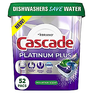 Cascade Platinum Plus ActionPacs Dishwasher Detergent Pods, Mountain, 52 Count