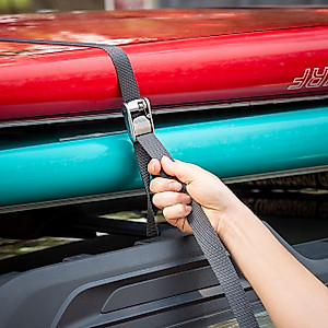 Nite Ize Dual CamJam Tie Down System - Tie Downs - Ratchet Straps - Tie Down Straps for Trucks & Cars - Luggage Strap for Camp Gear - Tie Downs Moving Supplies - 8 ft Strap, Black