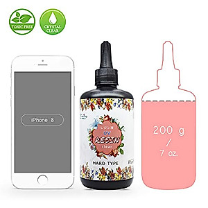 UV Resin - 200g Crystal Clear Ultraviolet Curing UV Resin for DIY Jewelry Making, Craft Decoration - Hard Transparent Glue Solar Cure Sunlight Activated Resin for Casting & Coating