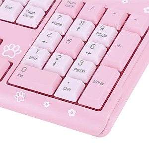 T osuny Wired Ultra-Thin Keyboard, USB, Cute Cartoon, Plug and Play, Pink/Black, Ergonomic, Waterproof for PC/Laptop/Desktop Computer