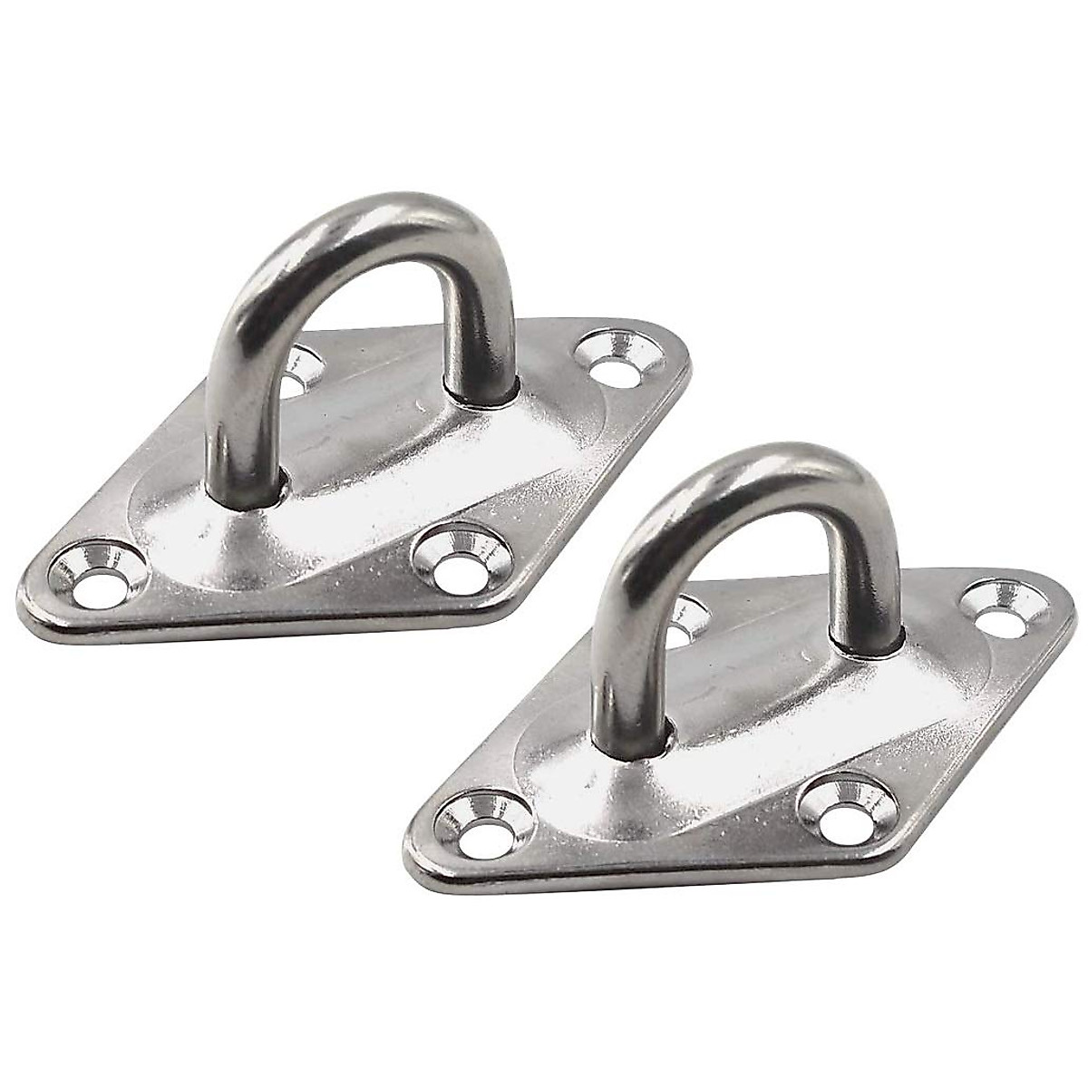 Branded Boards Heavy Duty M6 Ceiling Hook Diamond Pad Eye Plate, 304 Stainless Steel and Black Zinc Galvanized Steel Corrosion Resistant, 2, 4 & 8 Packs (2-Pack-Zinc-M6)