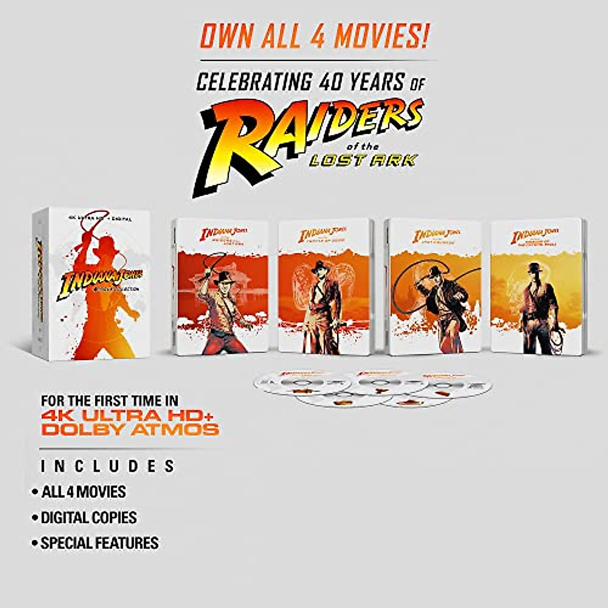 Indiana Jones 4-Movie Collection Limited Edition Steelbook [4K UHD + Digital Copy]