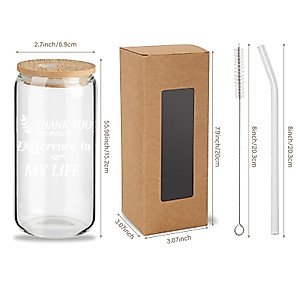 Topphopy 16 Sets Employee Appreciation Gifts Christmas Thank You Gifts for Staff Coworker 16 oz Can Shaped Beer Glass with Lids Straws Brushes Gift Boxes Team Drinking Glass Cups (16oz, gratitude)