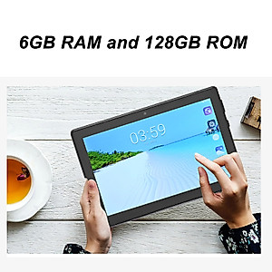 GLOGLOW Office Tablet, US Plug 100‑240V HD Tablet 8 Inch FHD 6GB RAM 128GB ROM for School (Black)