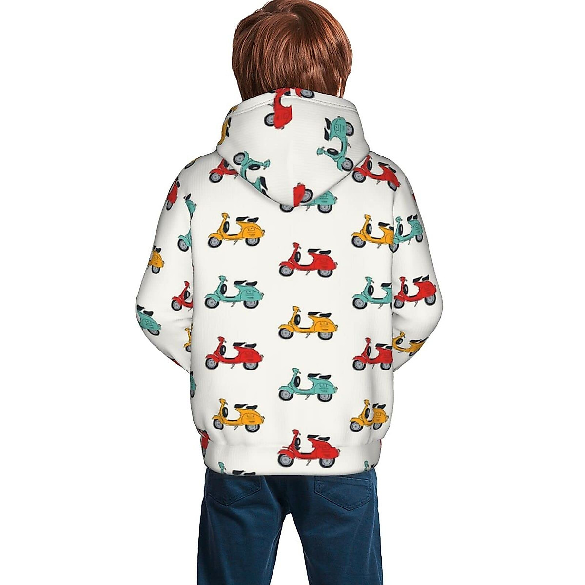 Retro Vespa Boy Hooded Sweatshirts 3d Print Pullove Hoodies For Teen Youth