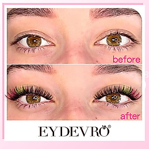 Lash Extension Kit Colored Lash Clusters DIY Eyelash Extension Kit 6 Colors Rainbow Individual Lashes with Bond and Seal and Lash Applicator Colorful Lash Extensions 8-16mm Mixed D Curl Cluster Lashes (Black+Colored) by EYDEVRO