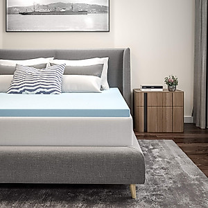 EMMA + OLIVER 2 Inch Gel Infused Memory Foam Mattress Topper, CertiPUR-US Certified Foam, King Size
