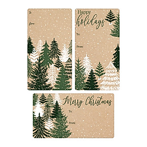Evergreen Christmas Gift Tags, Self-Adhesive Stickers – 75 Gift Wrap Tags, Peel and Stick Christmas Gift Tags