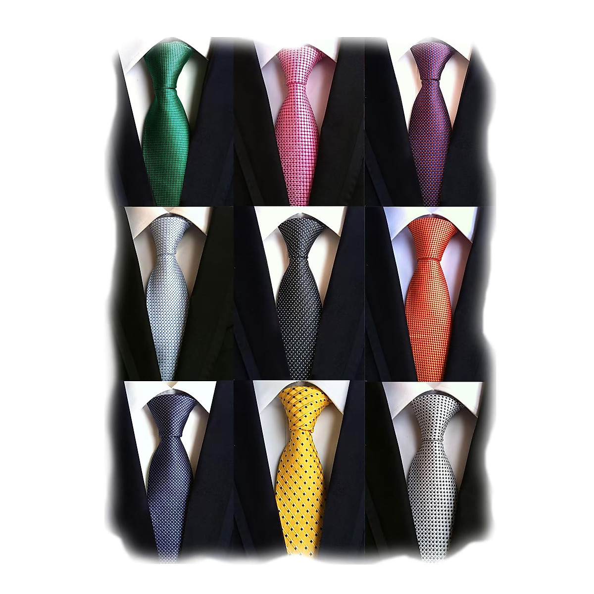 YanLen Lot 9 PCS Classic Men's Tie Necktie Woven JACQUARD Neck Ties