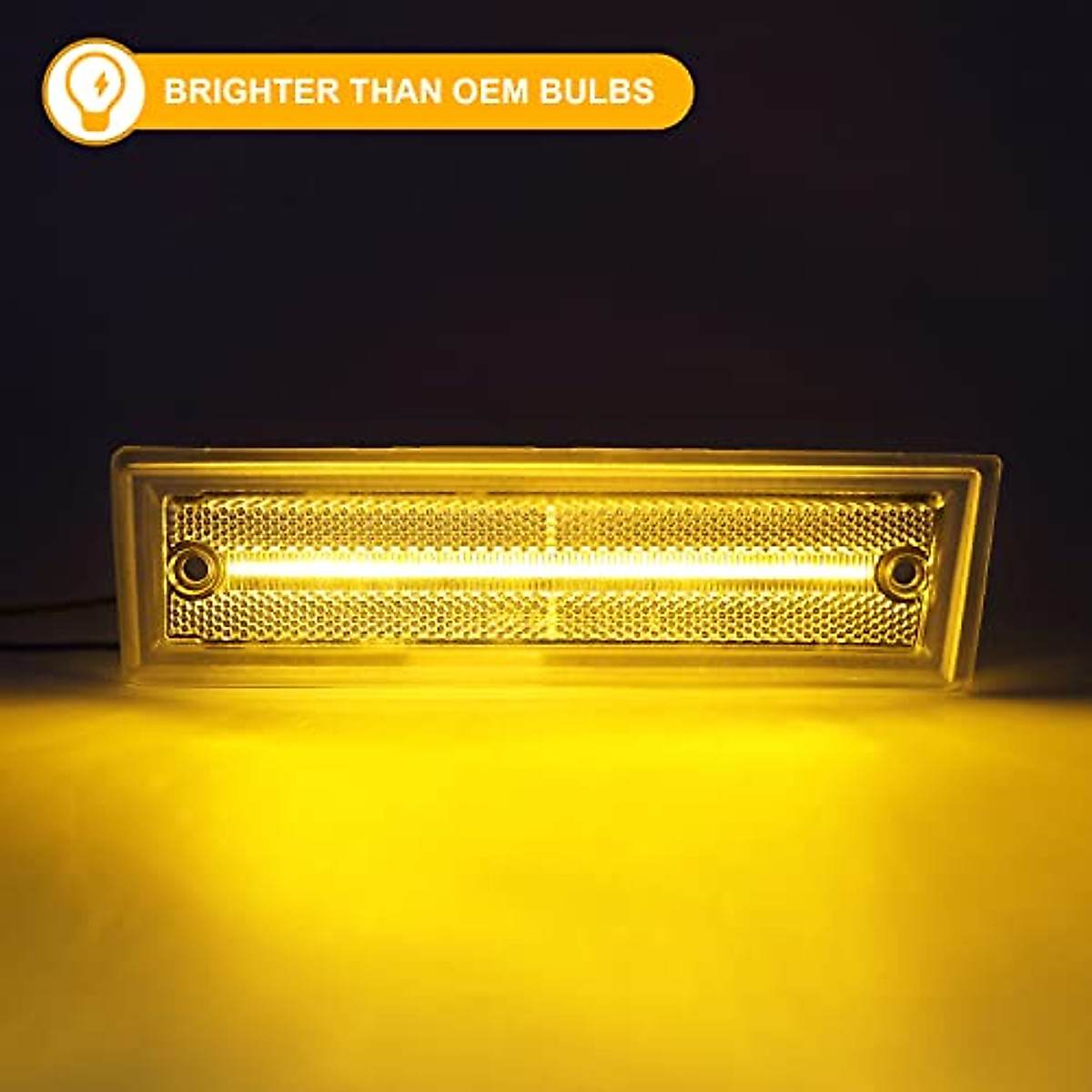 R&F Auto LED Clear Lens Fender Side Marker Light Replacement for C/K 1500 2500 C10 C20 Suburban Blazer Jimmy Front Bumper Side Marker Reflector Lamp, Replace OEM# GM2551107 GM2550115 915557 915558