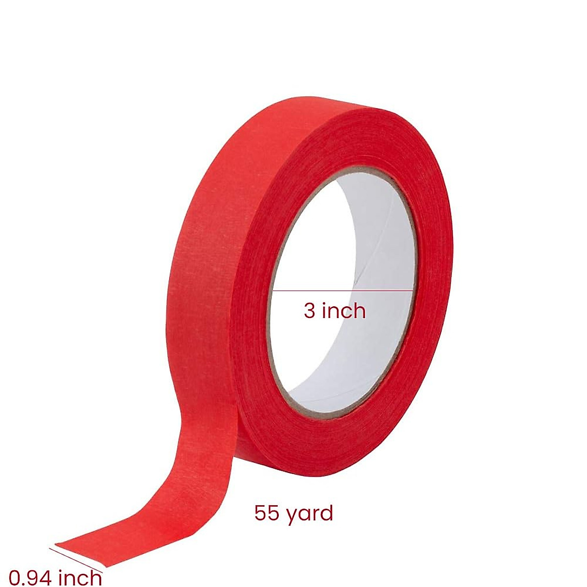 Lichamp 10 Pack Red Painters Tape 1 inch, Medium Adhesive Red Masking Tape Bulk Multi Pack, 1 inch x 55 Yards x 10 Rolls (550 Total Yards)