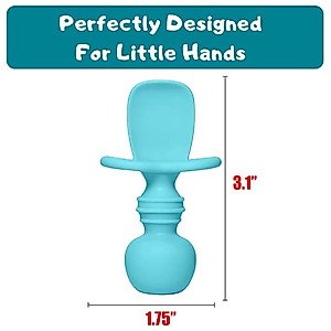 Silicone Baby Feeding Set | Suction Plate for Toddlers + Pocket Bib + Bendable Spoon | BPA Free | Dishwasher, Microwave and Oven Safe (Blue)