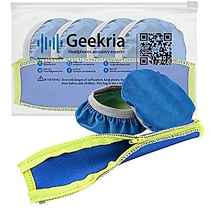 Geekria Stretchable and Washable Earphone Covers and Headband Cover Fits B S0lO Pro, Solo3, Solo2.0 Wireless Headphone/Ear Cushion Covers/Earpad Protectors + Headband Protector (Pop Indigo)