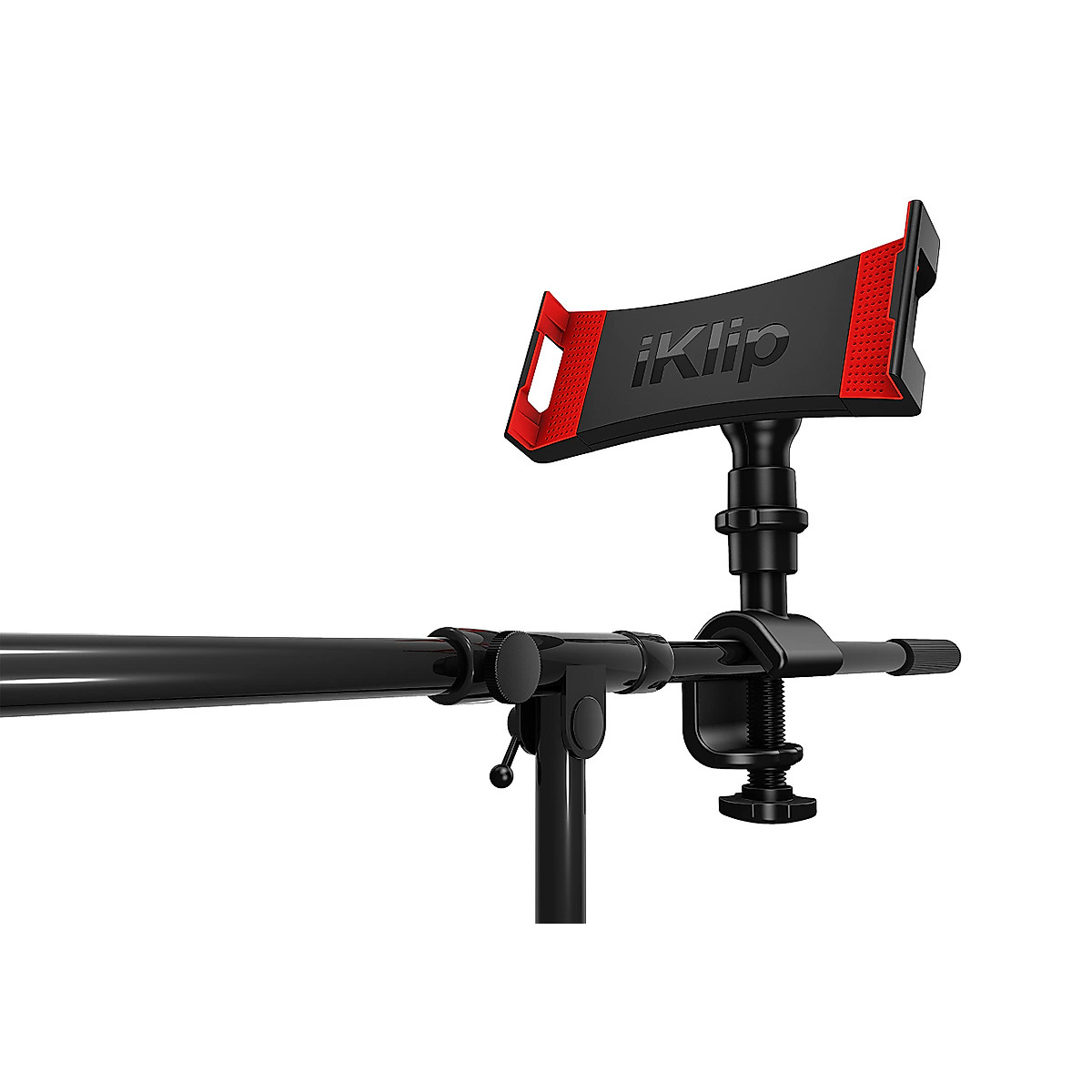 IK Multimedia iKlip 3 Tablet Holder for mic Stands, fits iPad and Android Tablets Between 7" to 12.9" with an Adjustable 360° Swivel and Soft-Touch fit