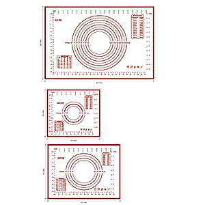 Pastry and Dough Mats - 3 Pack, Non Stick Silicone Kitchen Mat For Rolling Dough, And Fondant, With Size Guiding Circles, Dishwasher Safe