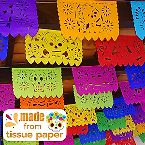 Dia de Los Muertos Papel Picado, Day of The Dead Banners, Dia de Los Muertos Altar 5 Pack|Tissue Paper