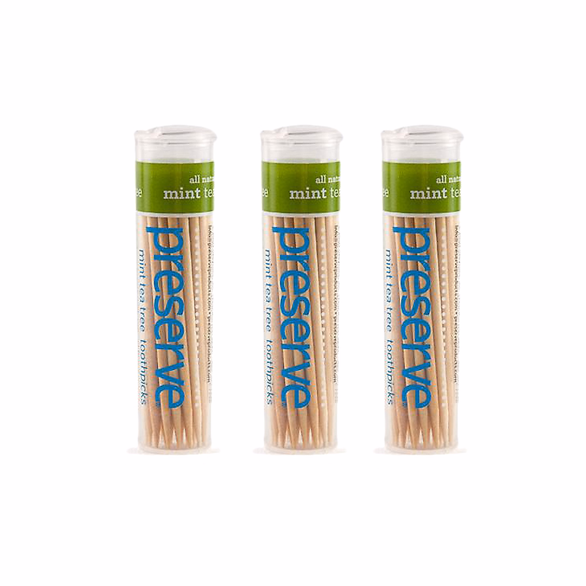 3 Pack of 35 Preserve Mint Tea Tree Flavored Toothpicks bundled by Maven Gifts