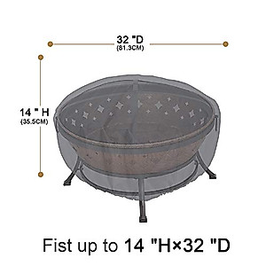 Covolo Fire Pit Cover Round Gas firepit Cover Outdoor Heavy Duty Kettle Cover Fireplace Cover Grill Cover, Durable Water Resistant, Lightweight, Eco-Friendly Furniture Cover 32x14 inch