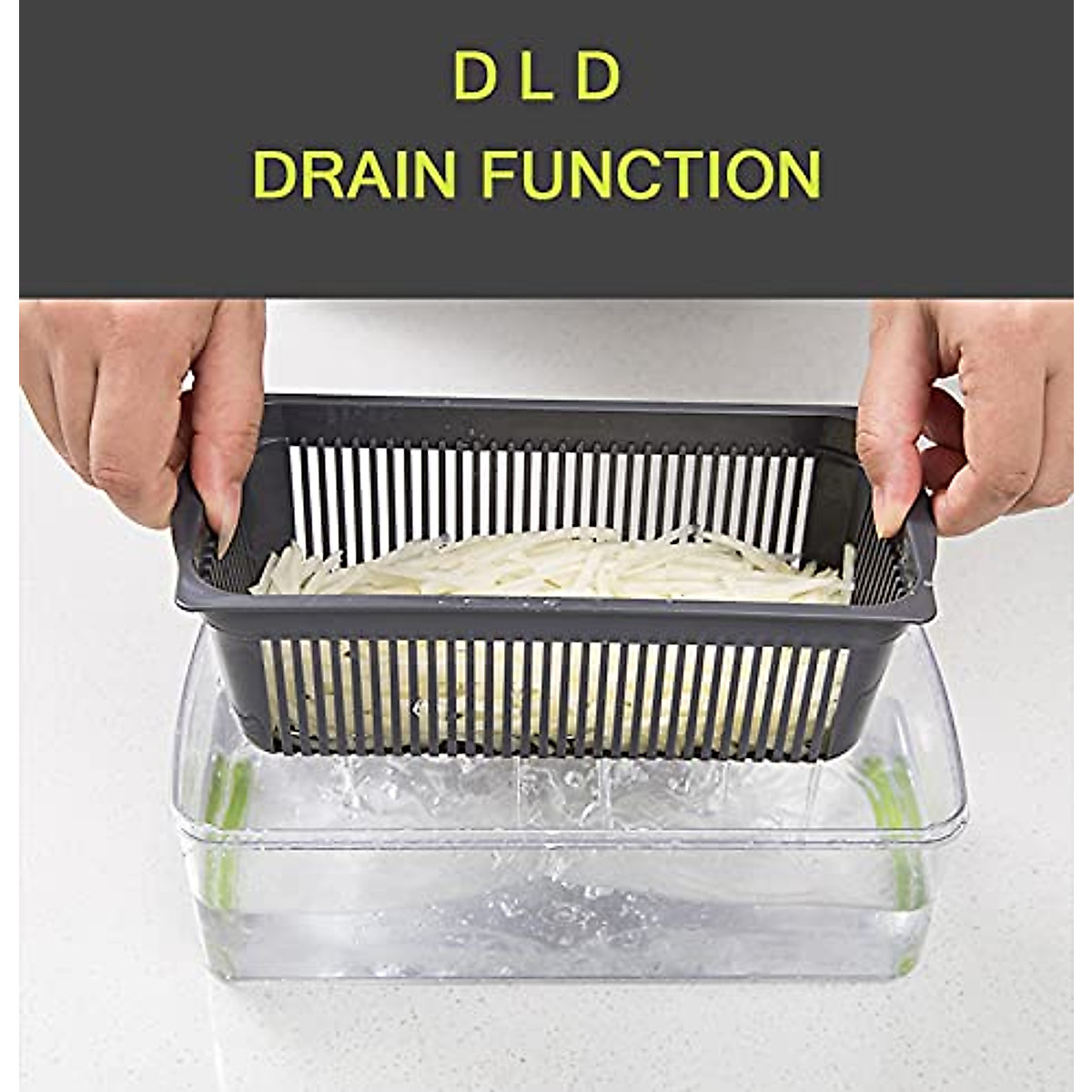 DLD 11 in 1 multi-function vegetable and fruit chopper kitchen multi-function diced vegetable artifact potato shredded grater grater household potato chip sliced grater Gray