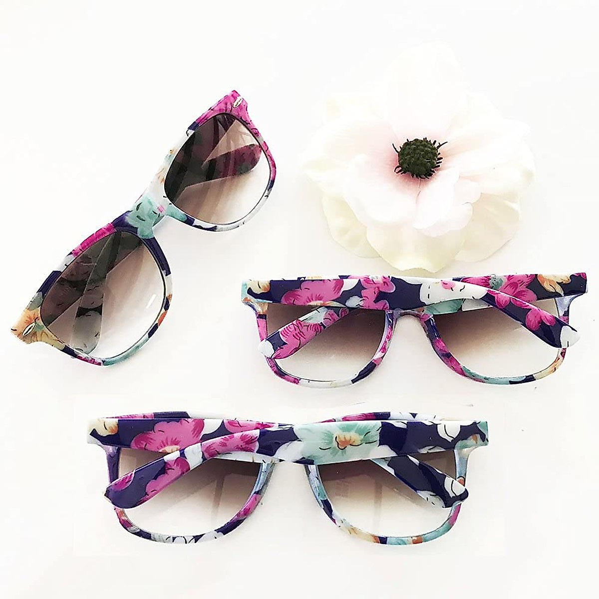ModParty Set of 10 Bachelorette Wedding Bridal Shower Sunglasses Fashion Floral Design Flower Unique Women Spring Eyewear Party Prop Favors Goodybag Fillers Novelty Sunglasses Set